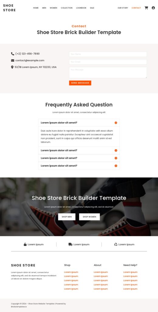 Contact – Shoe Store Website Template